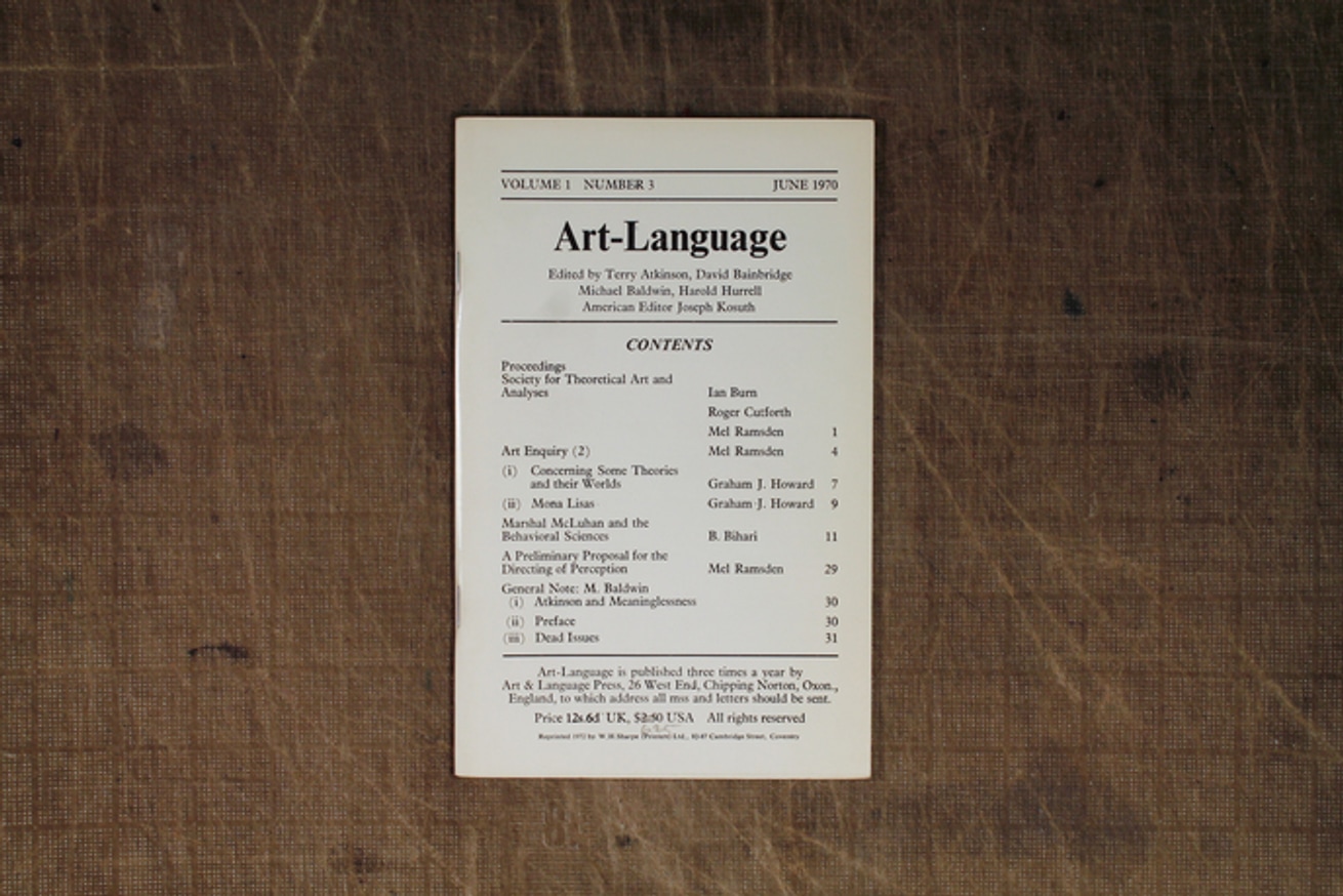Art-Language, Terry Atkinson, David Bainbridge, Michael Baldwin, Harold ...