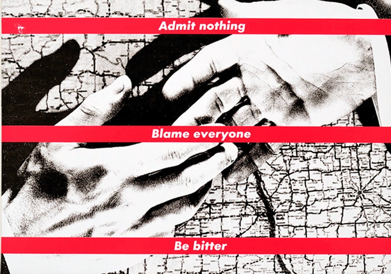 Barbara Kruger - Admit Nothing Blame Everyone Be Bitter Postcard ...