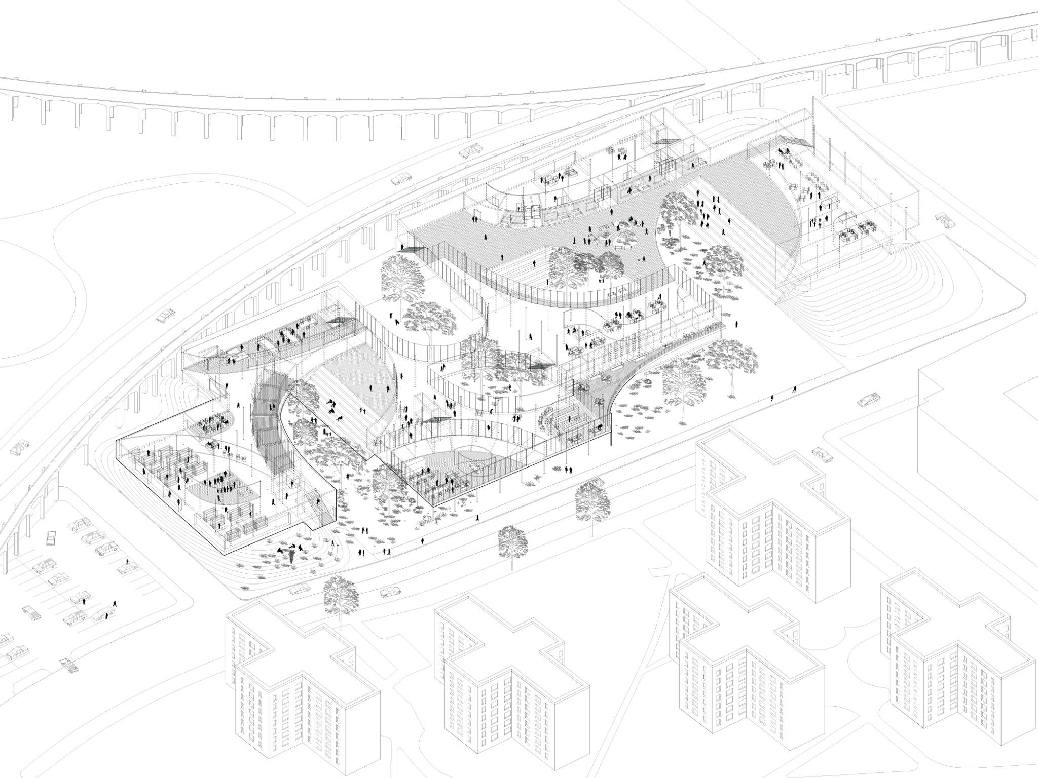 Wireframe Axonometric - Columbia GSAPP