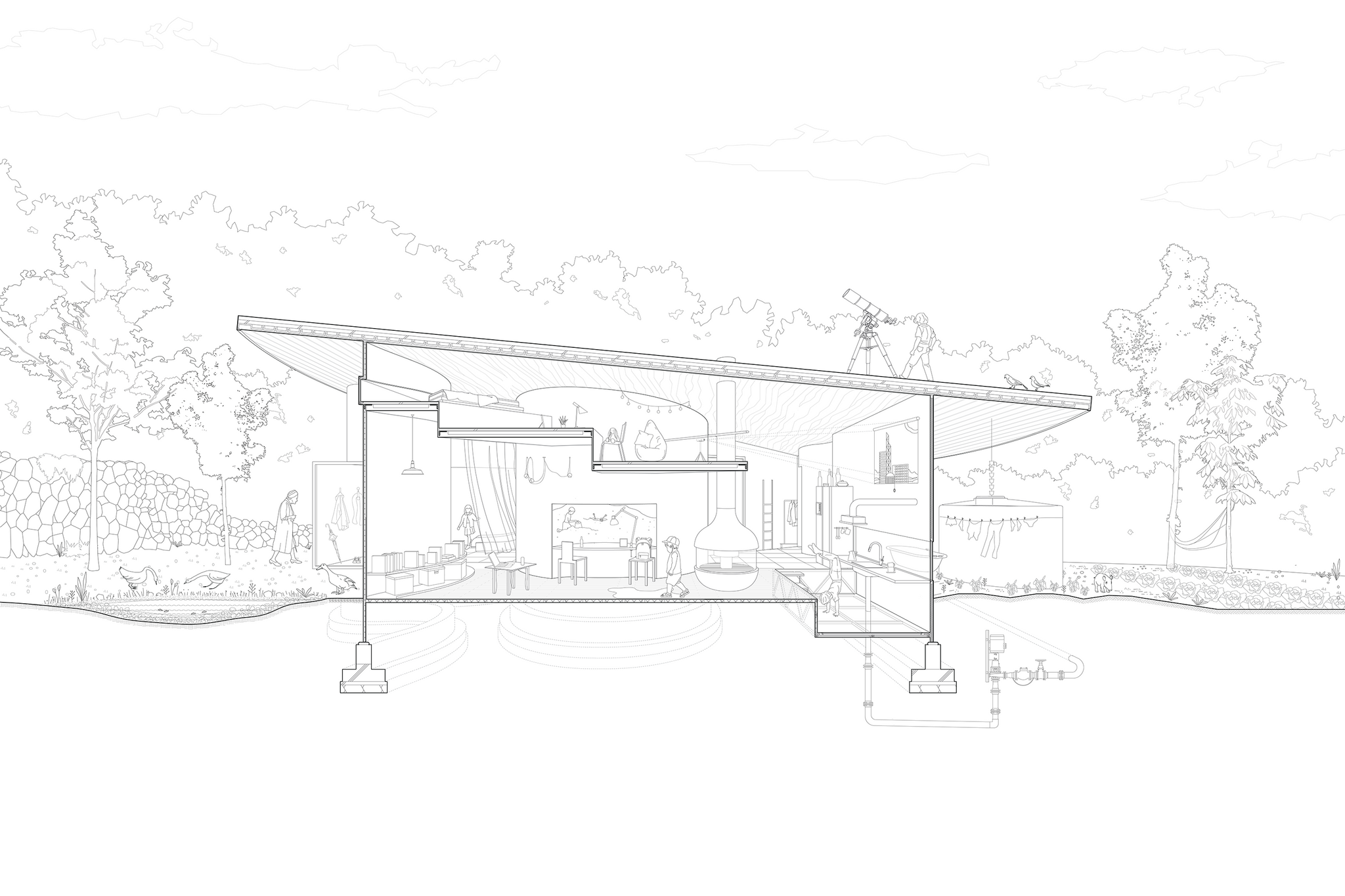 Section Perspective Drawing - Columbia GSAPP