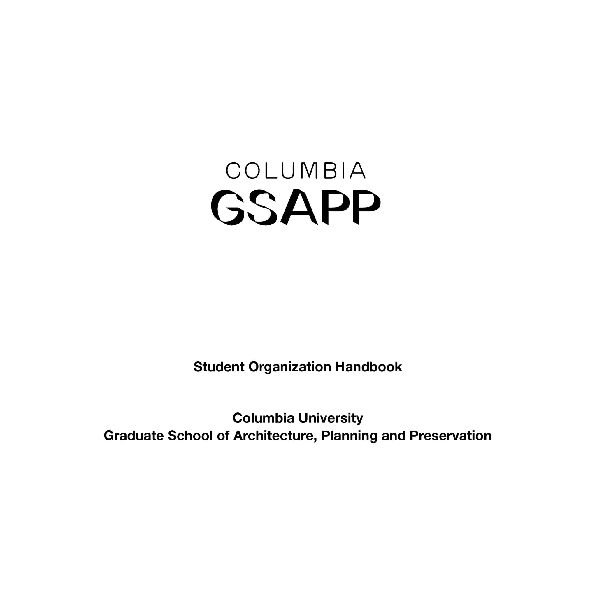 Columbia GSAPP Student Organization Handbook - Columbia GSAPP