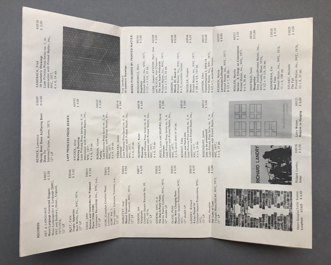 Printed Matter - Printed Matter 1977 Flyer - Printed Matter