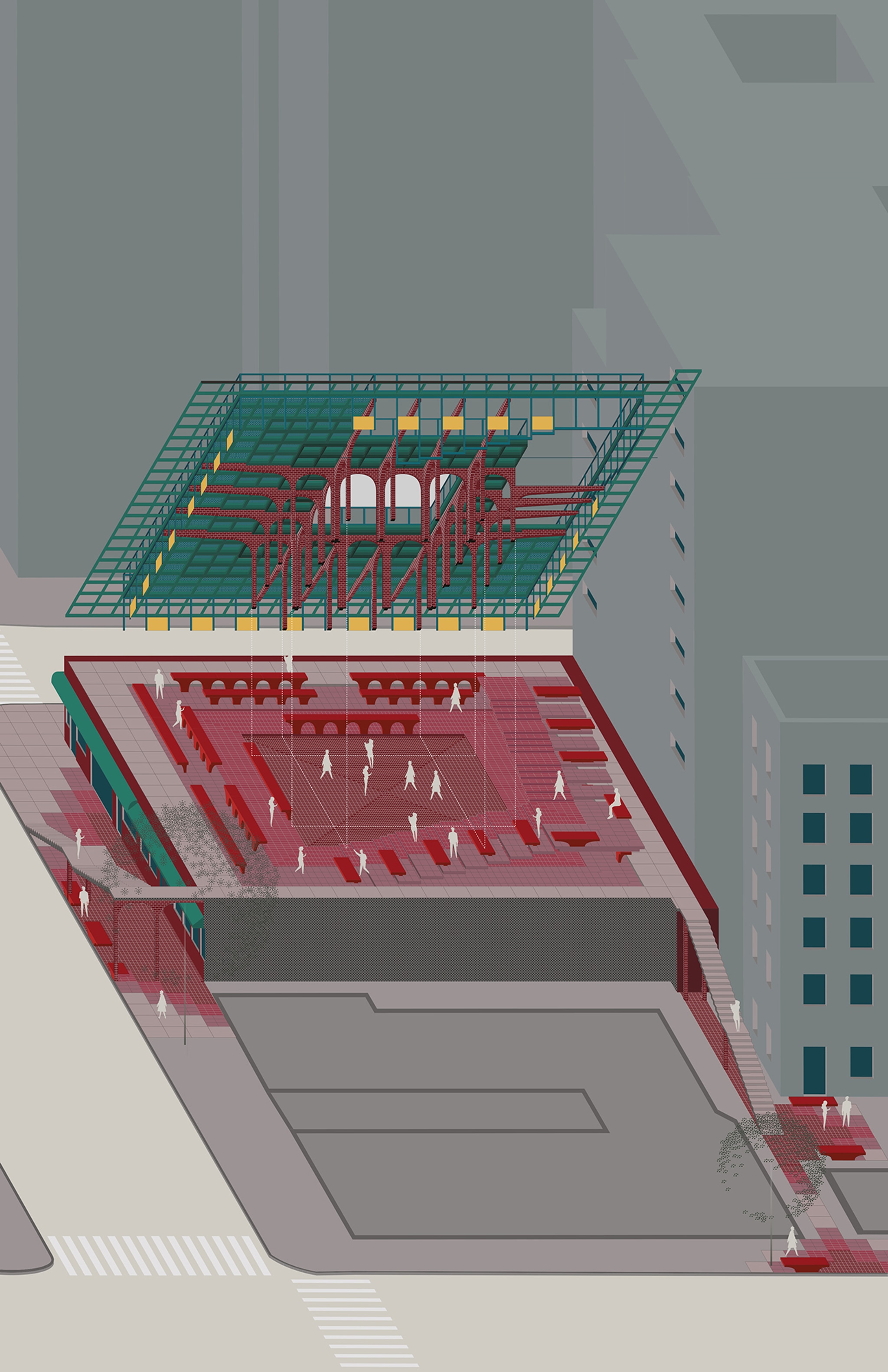Exploded Isometric Drawing - Columbia GSAPP